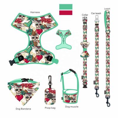 China Tactical Soft Collar Leash Harness Set Choking Free Custom Reversible for sale