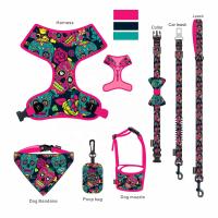 China Tactical Soft Collar Leash Harness Set Choking Free Custom Reversible for sale