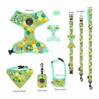 China 7 in 1 Nylon Dog Harness and Leash Set Breathable Mesh Adjustable Sizes XS to L for sale