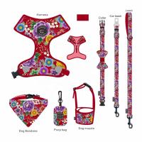 China 7 in 1 Nylon Dog Harness and Leash Set Breathable Mesh Adjustable Sizes XS to L for sale
