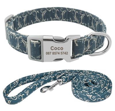 China Custom Polyester Dog Collar and Leash Set Injury Free Neoprene Handle Waterproof All Seasons for sale