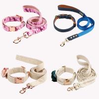 China Custom Printed Harness Leash Set Pu Leather Dog Collar Leash Set for sale