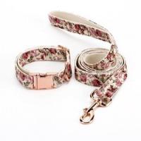 China Custom Printed Harness Leash Set Pu Leather Dog Collar Leash Set for sale