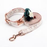 China Custom Printed Harness Leash Set Pu Leather Dog Collar Leash Set for sale
