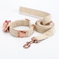China Custom Printed Harness Leash Set Pu Leather Dog Collar Leash Set for sale