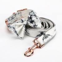 China Custom Printed Harness Leash Set Pu Leather Dog Collar Leash Set for sale