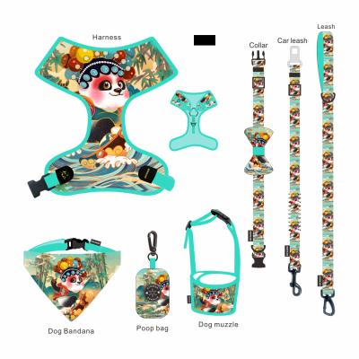 China 900D Nylon Dog Harness Set Well Padded Harness Leash Collar Set for sale