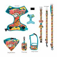 China 7 Piece Dog Harness Set Adjustable No Pull Pet Vest with Leash Collar Breathable Mesh for Outdoor Walking Training for sale