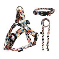 China Woven Logo Dog Harness Set Multiple Colour Polyester Dog Harness for sale