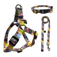 China Woven Logo Dog Harness Set Multiple Colour Polyester Dog Harness for sale