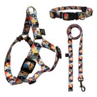China Woven Logo Dog Harness Set Multiple Colour Polyester Dog Harness for sale