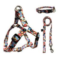 China Woven Logo Dog Harness Set Multiple Colour Polyester Dog Harness for sale