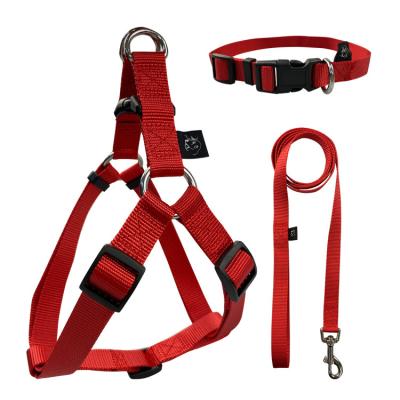 China Wholesale Custom Print 3 in 1 Adjustable No Pull Dog Harness Collar Leash Set Polyester 8kg for sale