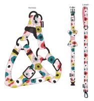 China Custom Logo Collar Leash Harness Set Polyester Dog Harness Leash for sale