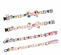 China Custom Logo Collar Leash Harness Set Polyester Dog Harness Leash for sale