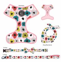 China Custom Logo Collar Leash Harness Set Polyester Dog Harness Leash for sale