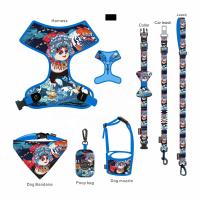 China Custom Printed Waterproof Dog Leash with Poop Bag Holder 7 in 1 Harness Set Sizes XS to L for sale