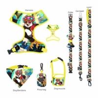 China Custom Printed Waterproof Dog Leash with Poop Bag Holder 7 in 1 Harness Set Sizes XS to L for sale