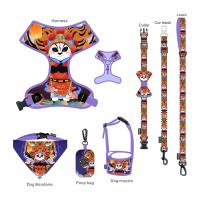 China 7 in 1 Dog Harness and Leash Set with Matching Collar Bandana OEM Custom Sizes XS to L for sale
