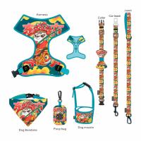 China 7 in 1 Dog Harness and Leash Set with Matching Collar Bandana OEM Custom Sizes XS to L for sale