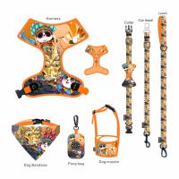 China 7 in 1 Dog Harness and Leash Set with Matching Collar Bandana OEM Custom Sizes XS to L for sale