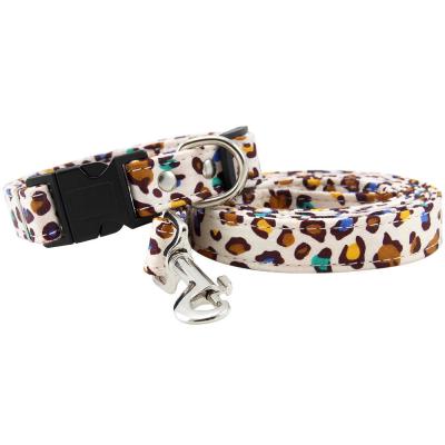 China Customized Color adjustable dog collar cute dog harness set for leash training for sale