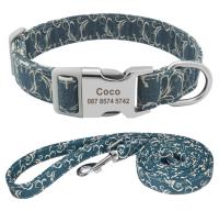 China Odm Oem Personalized Dog Collars And Leashes With Name Plate for sale