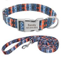 China Odm Oem Personalized Dog Collars And Leashes With Name Plate for sale