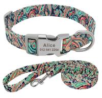 China Odm Oem Personalized Dog Collars And Leashes With Name Plate for sale
