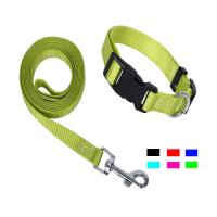 China Woven Logo Harness Leash Set Nylon Soft Pet Dog Collar Multiple Colour for sale