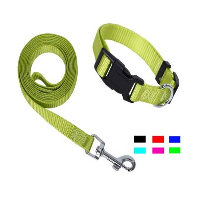 China Woven Logo Harness Leash Set Nylon Soft Pet Dog Collar Multiple Colour for sale