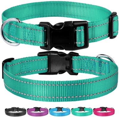 China OEM Custom Adjustable Nylon Pet Dog Collar Reflective High Density Polyester 500 Pcs MOQ for sale