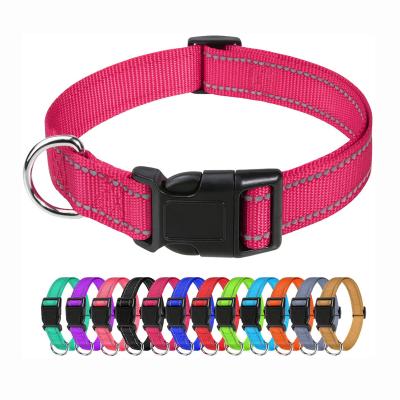 China Stylish Nylon Pet Collar Rust Resistant Waterproof Reflective Dog Collars for sale