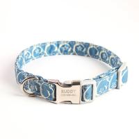 China Personalized Dog Collar with Name Plate Buckle Reflective Polyester Pet Collar 500 Pcs MOQ for sale