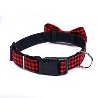 China Plaid Style Pet Training Collars Bow Tie Adjustable Custom Cat Dog Collar for sale