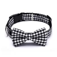 China Plaid Style Pet Training Collars Bow Tie Adjustable Custom Cat Dog Collar for sale