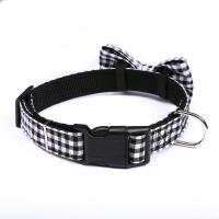 China Plaid Style Pet Training Collars Bow Tie Adjustable Custom Cat Dog Collar for sale