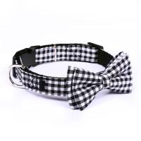 China Plaid Style Pet Training Collars Bow Tie Adjustable Custom Cat Dog Collar for sale