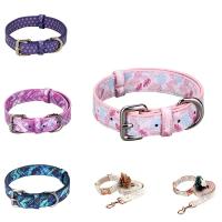 China Custom Printed Harness Leash Set Pu Leather Dog Collar Leash Set for sale