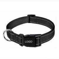 China Black Reflective Sublimation Dog Collar Adjustable Nylon Dog Collar for sale