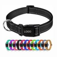 China Black Reflective Sublimation Dog Collar Adjustable Nylon Dog Collar for sale