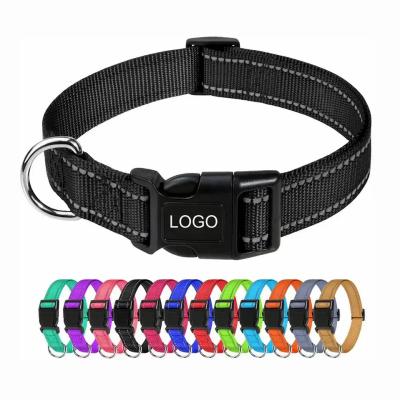 China Black Reflective Sublimation Dog Collar Adjustable Nylon Dog Collar for sale