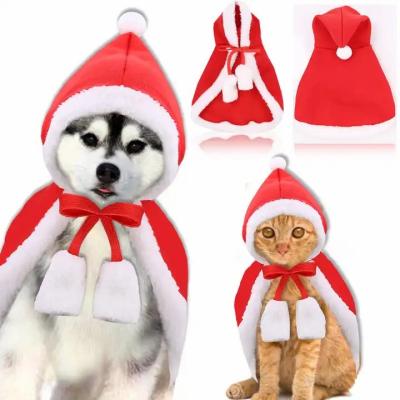 China Adjustable Fleece Pet Christmas Cloak with Red Hat for Cats Dogs Sizes S-L for sale