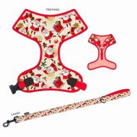 China Adjustable Christmas Dog Harness And Leash Breathable Polyester Dog Harness for sale