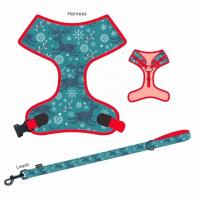 China Adjustable Christmas Dog Harness And Leash Breathable Polyester Dog Harness for sale