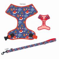 China Adjustable Christmas Dog Harness And Leash Breathable Polyester Dog Harness for sale