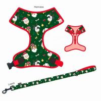 China Adjustable Christmas Dog Harness And Leash Breathable Polyester Dog Harness for sale