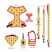 China Christmas Collar Leash Harness Set Soft Pet No Pull Adjustable Dog Harness Leash for sale