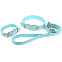 China Silicone Imitation Leather Dog Collar And Leash Set Custom Waterproof Durable Adjustable for sale