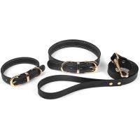 China Silicone Imitation Leather Dog Collar And Leash Set Custom Waterproof Durable Adjustable for sale